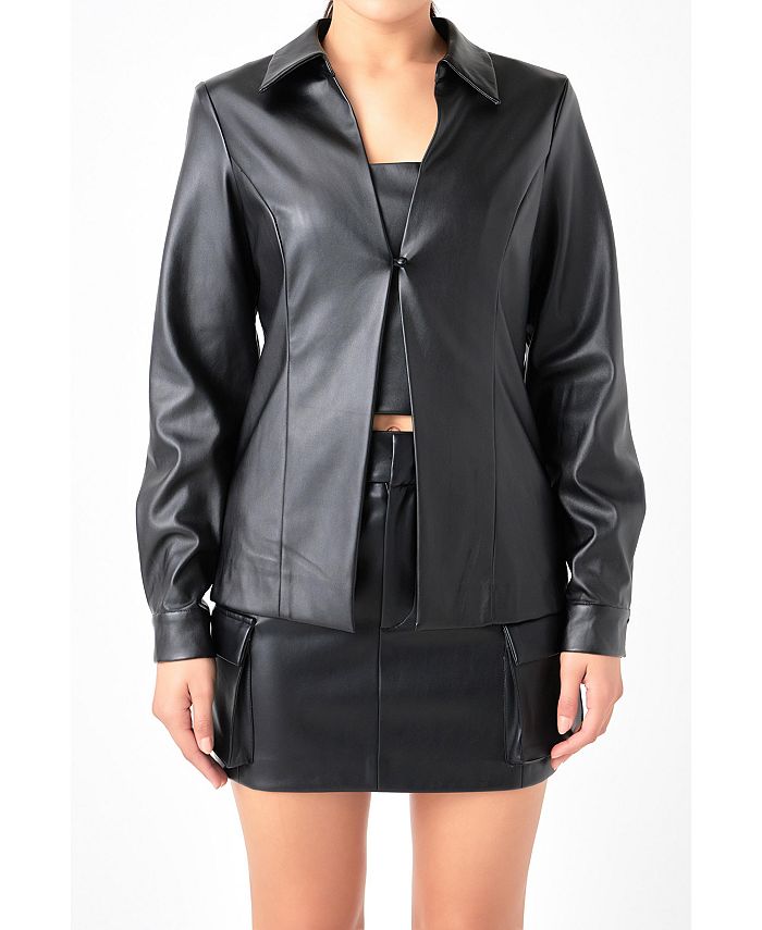 Grey Lab Women's Faux Leather Jacket Set - Macy's