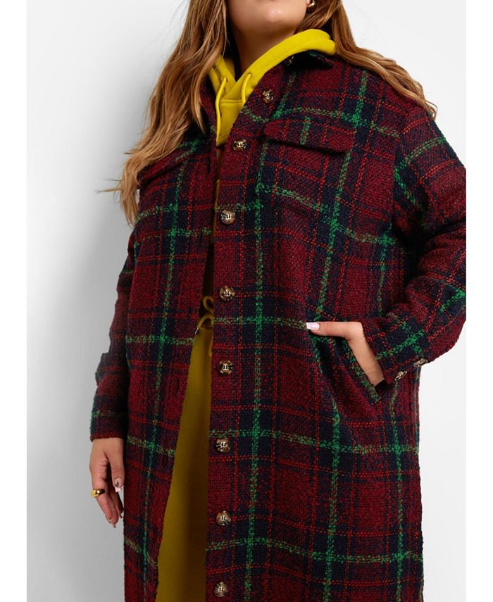 Rebdolls Women's Plus Size Autumn Plaid Longline Shacket - Macy's