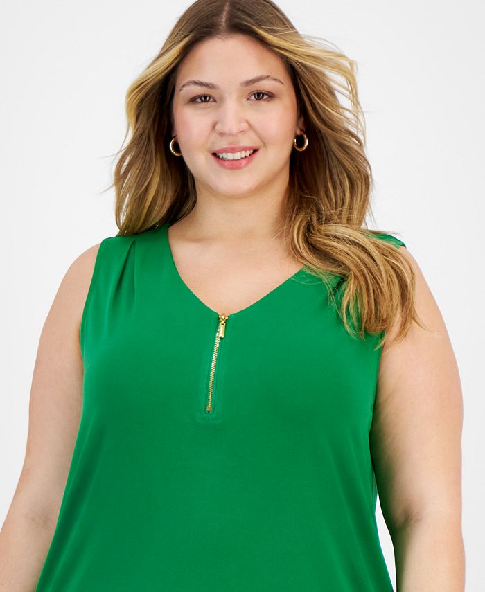 I N C International Concepts Plus Size Half Zip Tank Top Created For