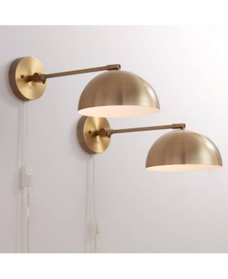 Brava Modern Indoor Adjustable Wall Lamps Set of 2 Antique Brass Plug ...