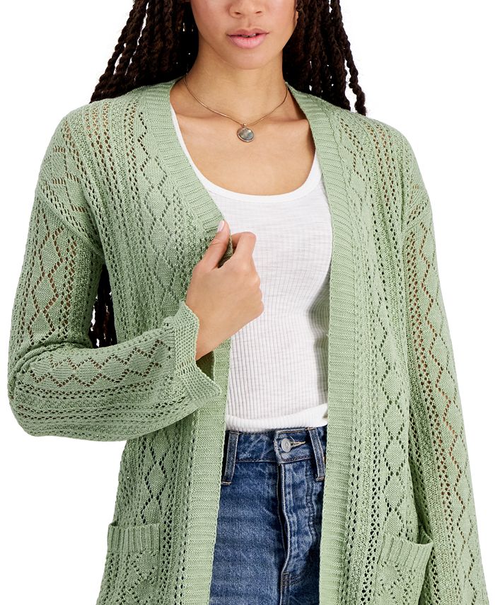 Hippie Rose Juniors' Open-Front Long-Sleeve Cardigan - Macy's