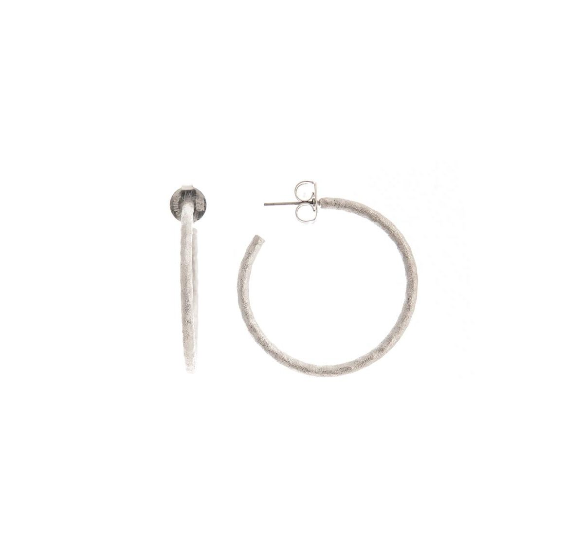Click here for Rhodium Hammered Satin Hoop Earrings 1.5 - Silver prices