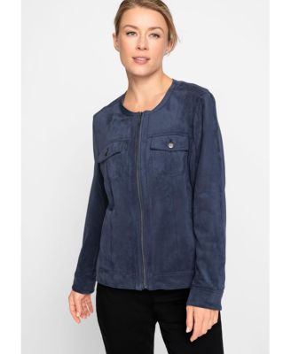 Olsen Women's Long Sleeve Faux Suede Collarless Jacket - Macy's