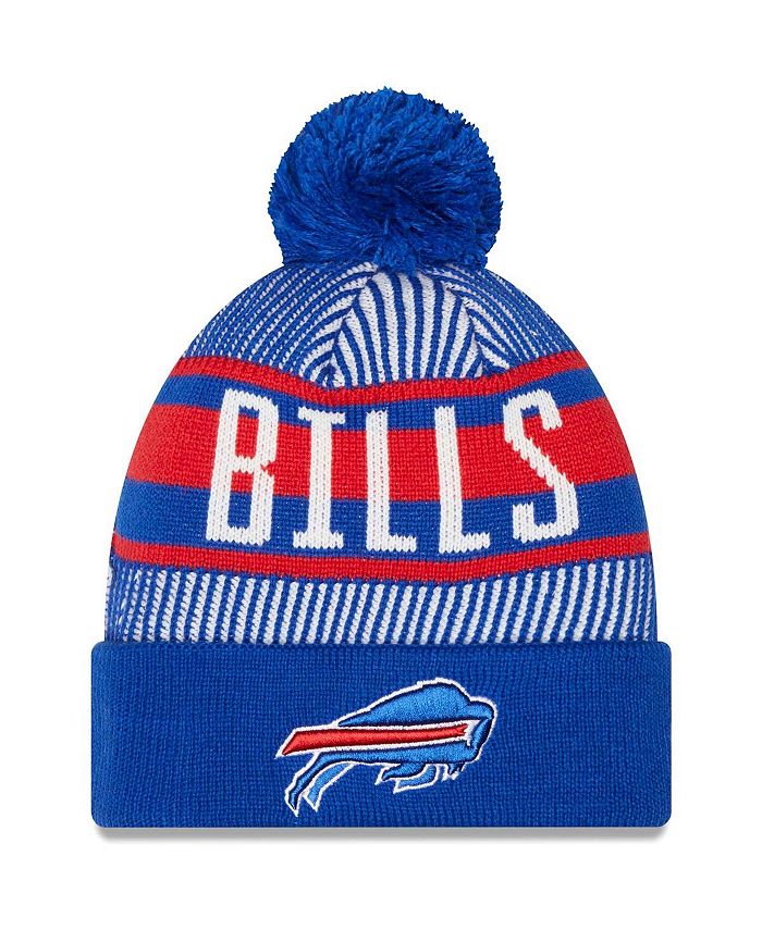 New Era Men's Royal Buffalo Bills Striped Cuffed Knit Hat with Pom - Macy's