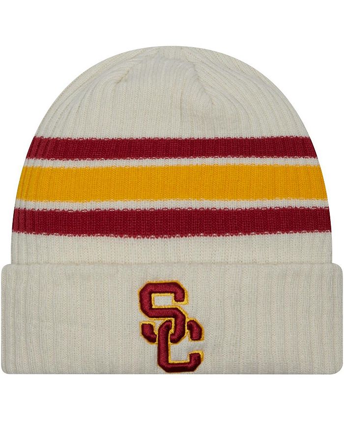 New Era Men's Cream Distressed USC Trojans Vintage-Like Cuffed Knit Hat ...