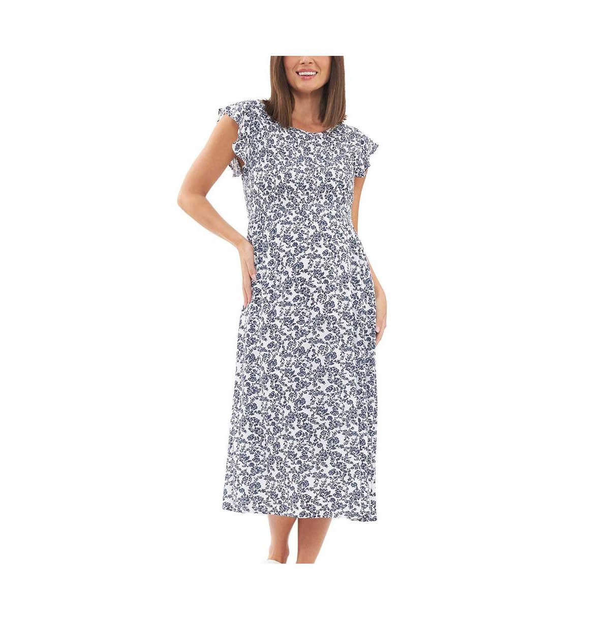 Click here for Ripe Maternity Joyce Floral Shirred Dress White/Na... prices