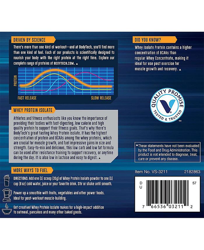 BodyTech Whey Protein Isolate Powder - Chocolate Peanut Butter (1.5 lbs ...