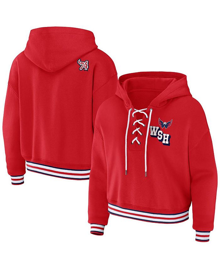 WEAR by Erin Andrews Women's Red Washington Capitals Lace-Up Pullover ...
