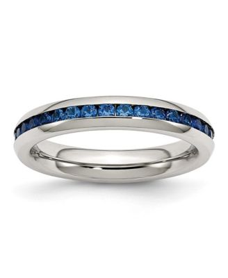 Chisel Stainless Steel Polished 4mm September Blue CZ Ring - Macy's