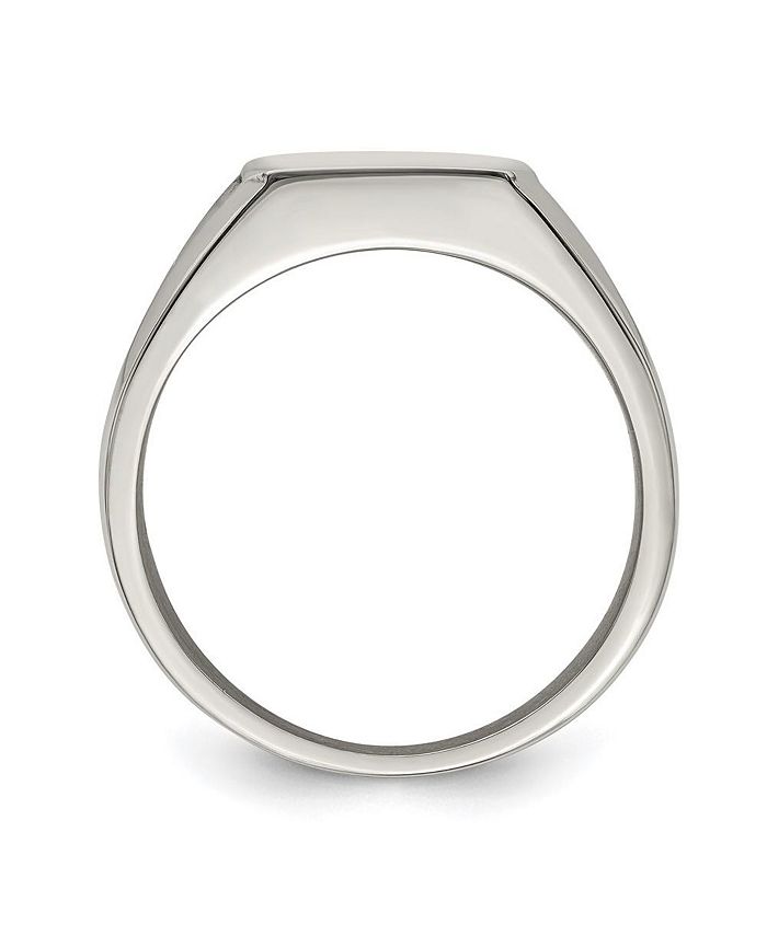 Chisel Stainless Steel Polished with Black Enamel Signet Ring - Macy's