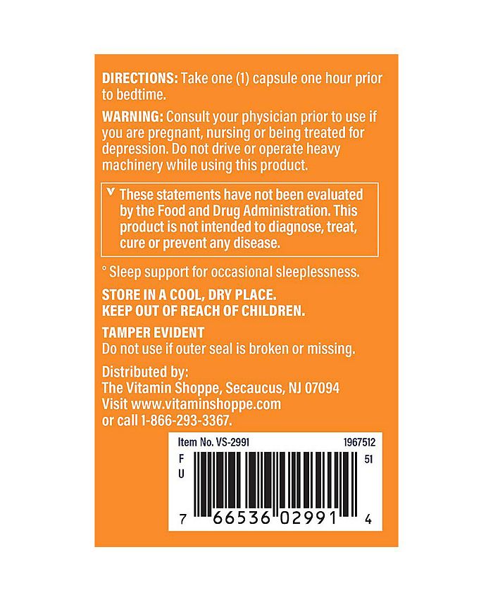 The Vitamin Shoppe Snooze-In with Melatonin for Sleep & Relaxation (240 ...