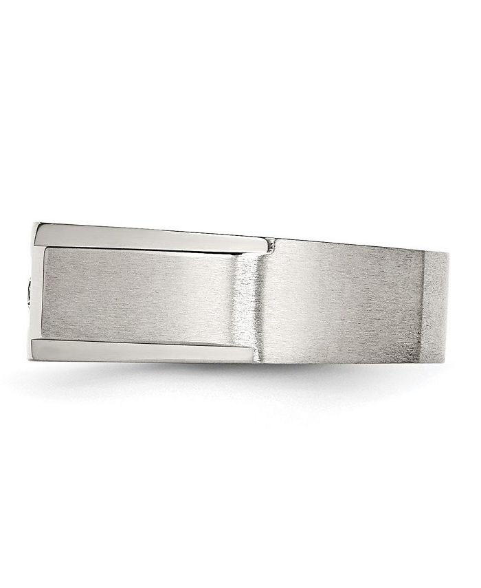 Chisel Stainless Steel Brushed and Polished with CZ Ring - Macy's