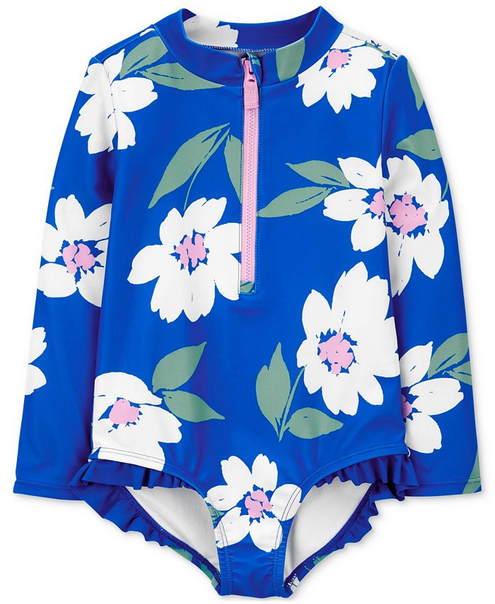 Carter's Toddler Girls Floral-Print One-Piece Rash Guard Swimsuit - Macy's