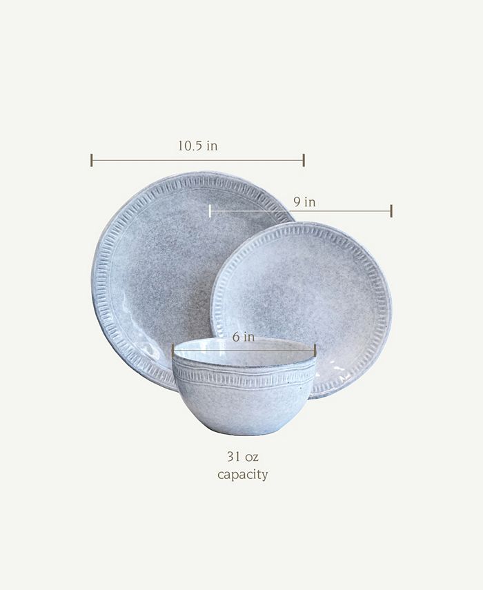 over&back Ridge Rim 12 Piece Dinnerware Set, Service of 4 - Macy's