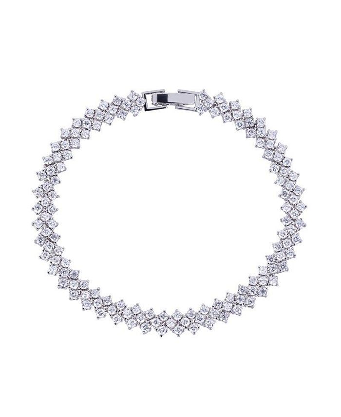 Hollywood Sensation Heart Cubic Zirconia Tennis Bracelet With Round Cut