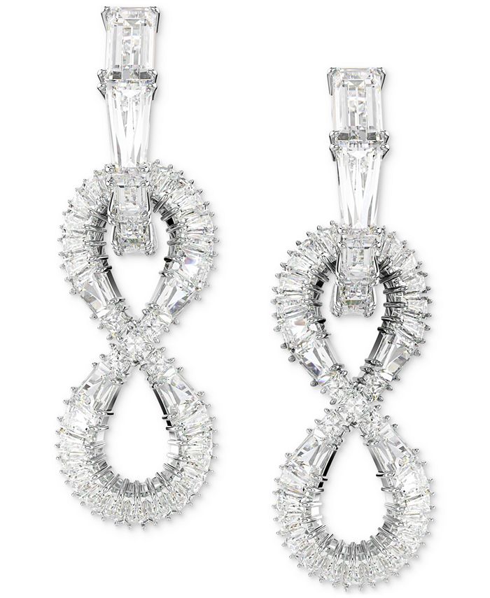 Swarovski Rhodium-Plated Mixed Crystal Infinity Charm Hoop Earrings ...