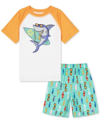 Laguna Little Boys Sharkboards 2-Pc. Swim Top & Printed Swim Trunks Set ...