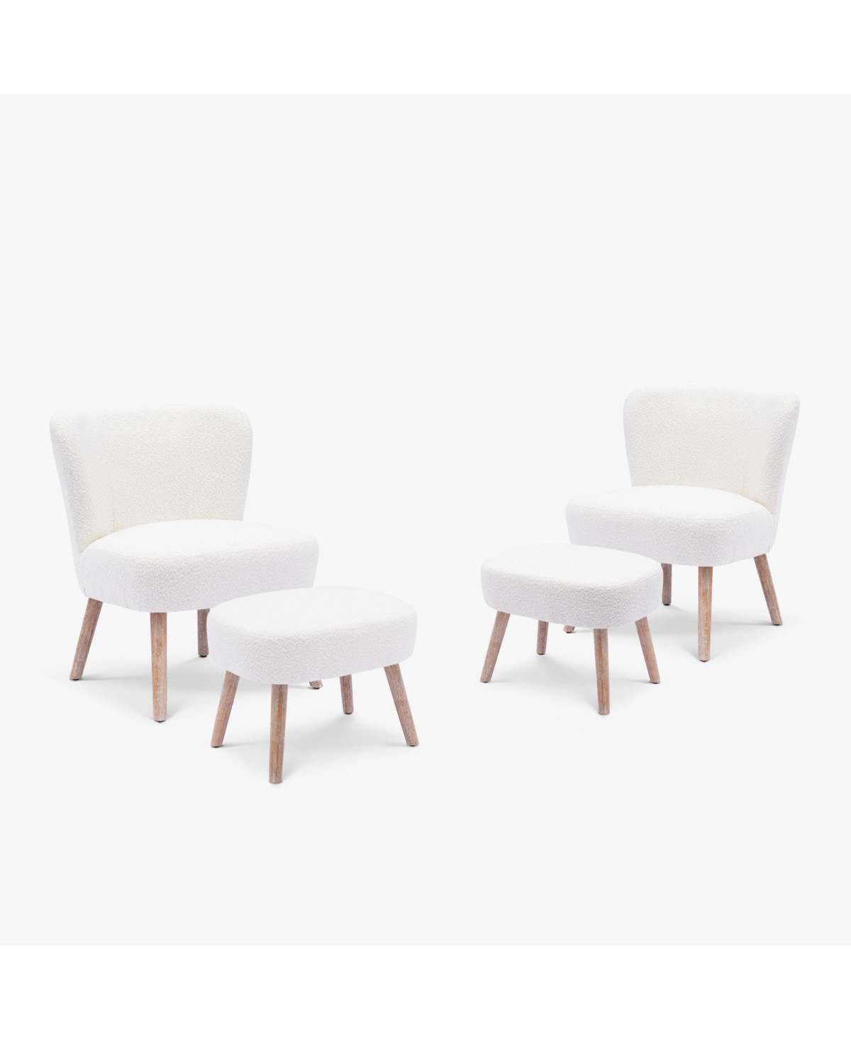 Click here for 4 Piece Upholstered Boucle Accent Chair and Ottoma... prices