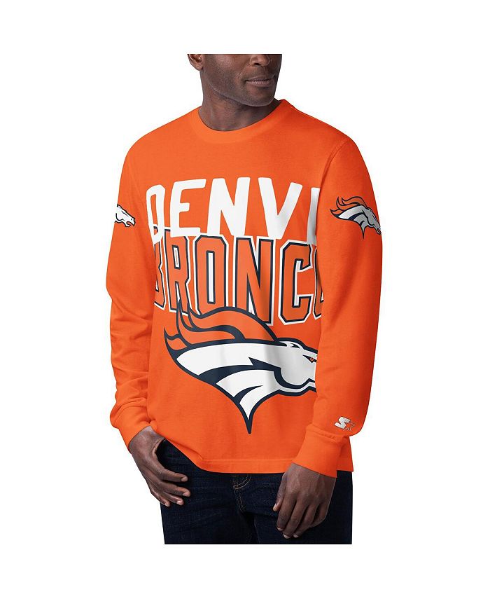 Starter Men's Orange Denver Broncos Clutch Hit Long Sleeve T-shirt - Macy's