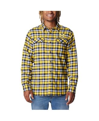 Men's Columbia Maize Michigan Wolverines Flare Flannel Long Sleeve ...