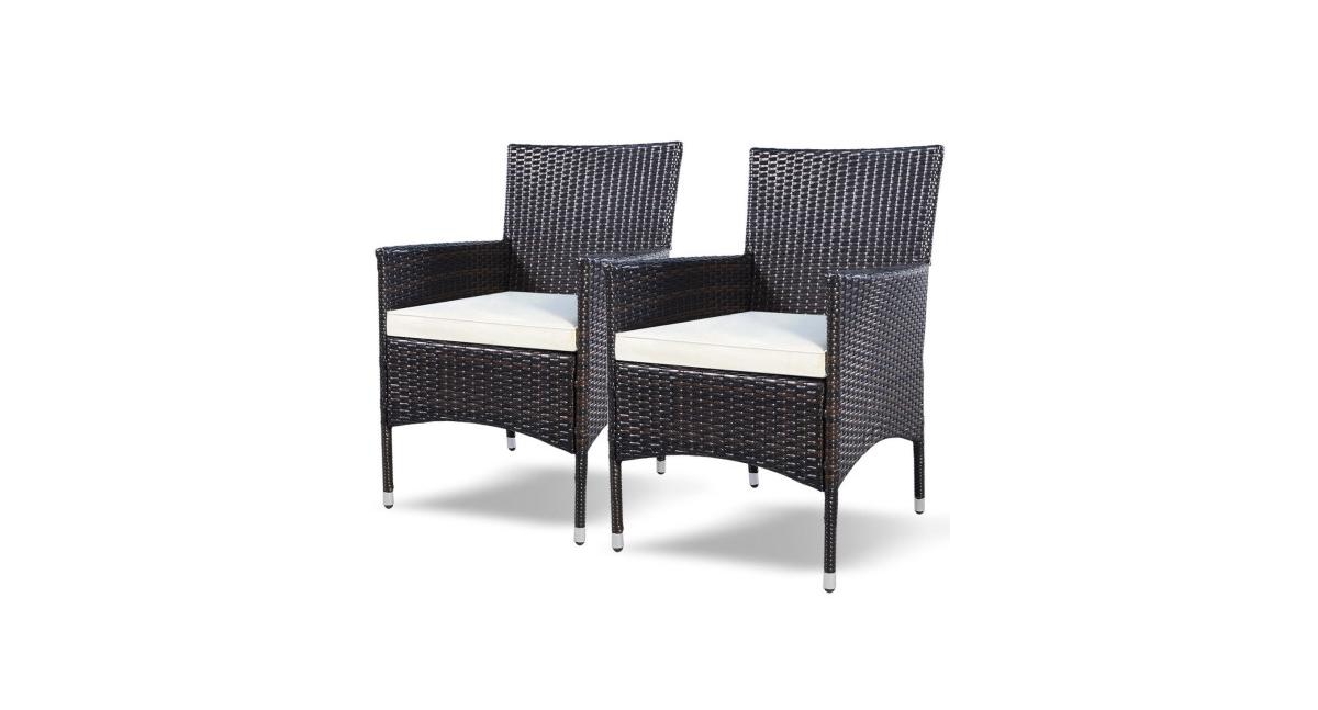 Click here for Set of 2 Rattan Patio Cushioned Chairs - Brown prices