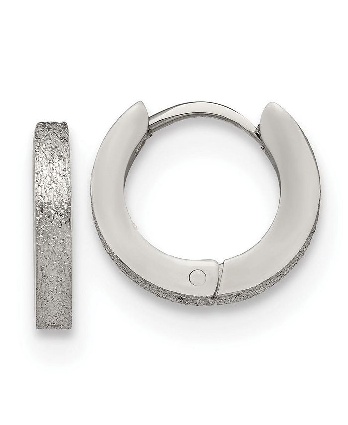 Chisel Stainless Steel Polished and Sandblasted Hinged Hoop Earrings ...