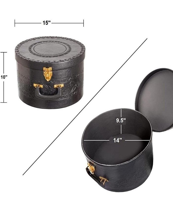Creative Scents Black Round Hat Travel Case With Gold Locking Lid - Macy's