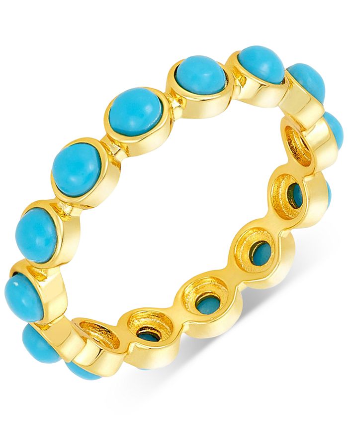 ADORNIA 14k Gold-Plated Bezeled Stone Eternity Ring - Macy's