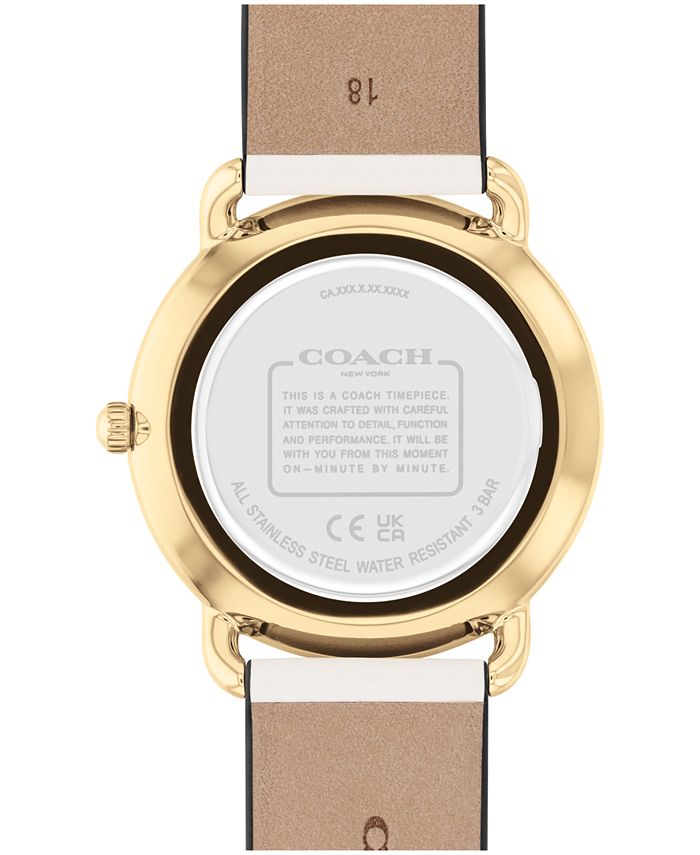 COACH Women's Elliot Chalk Leather Strap Watch 36mm - Macy's