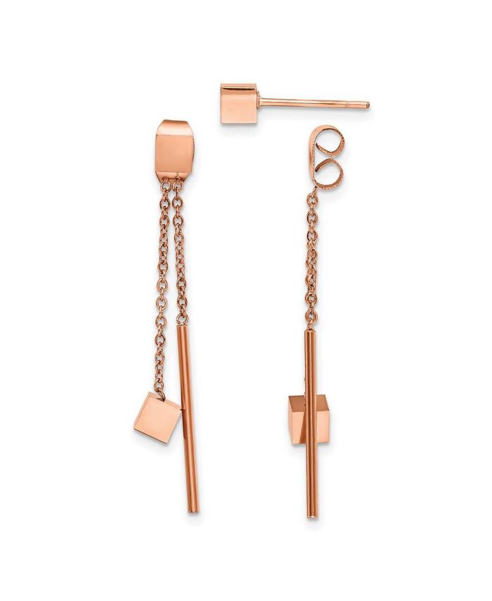 Chisel Stainless Steel Polished Rose plated Front Back Dangle Earrings ...