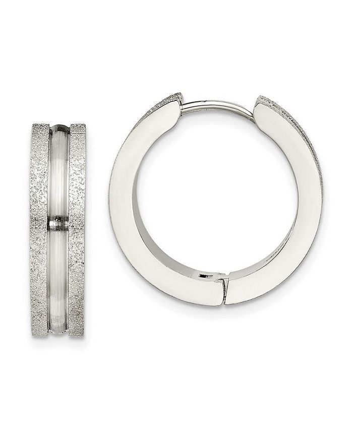 Chisel Stainless Steel Polished Laser Cut Hinged Hoop Earrings - Macy's