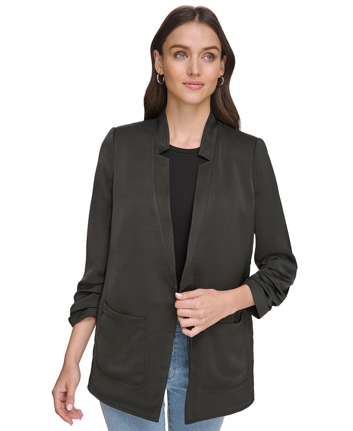 DKNY Women's Ruched-Sleeve Relaxed Jacket - Macy's