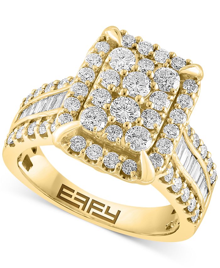 EFFY Collection EFFY® Certified Diamond Emerald Shaped Halo Cluster ...