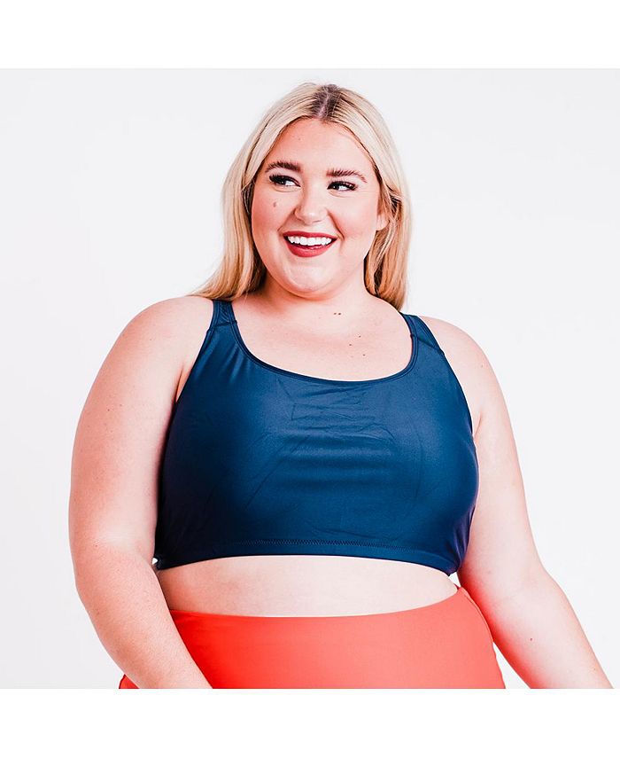 Calypsa Plus Size Racerback Swim Bra with Removable Cups - Macy's