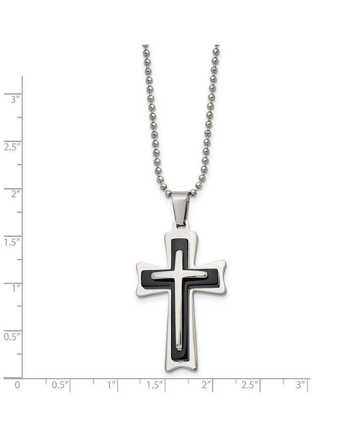 Chisel Black Acrylic Cross Pendant Ball Chain Necklace - Macy's