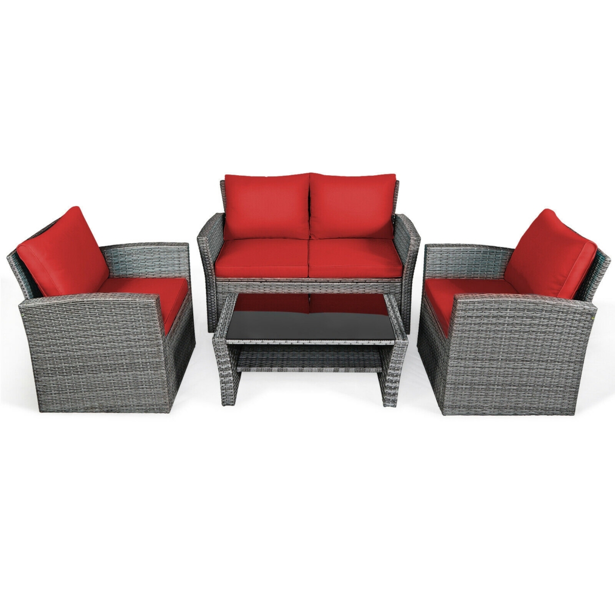 Click here for Slickblue 4 Pieces Patio Rattan Furniture Set Sofa... prices