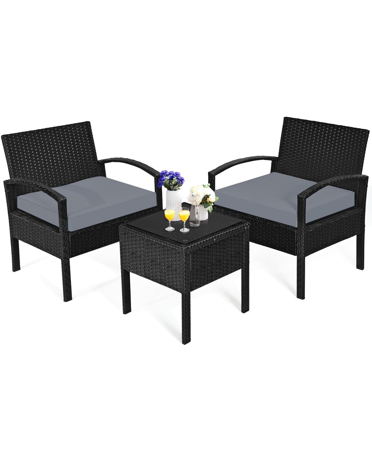 Click here for 3 Pieces Outdoor Rattan Patio Conversation Set wit... prices