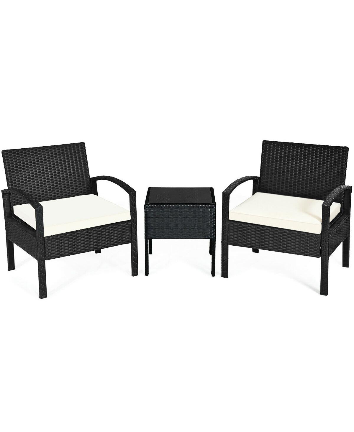 Click here for 3 Pieces Outdoor Rattan Patio Conversation Set wit... prices