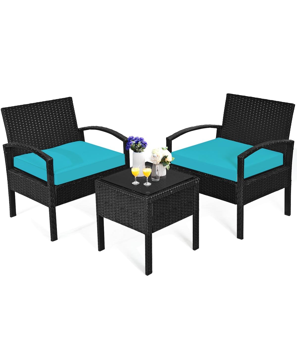 Click here for 3 Pieces Outdoor Rattan Patio Conversation Set wit... prices