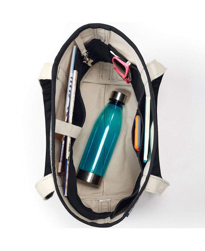 Lands' End Medium Print 5 Pocket Open Top Long Handle Canvas Tote Bag ...