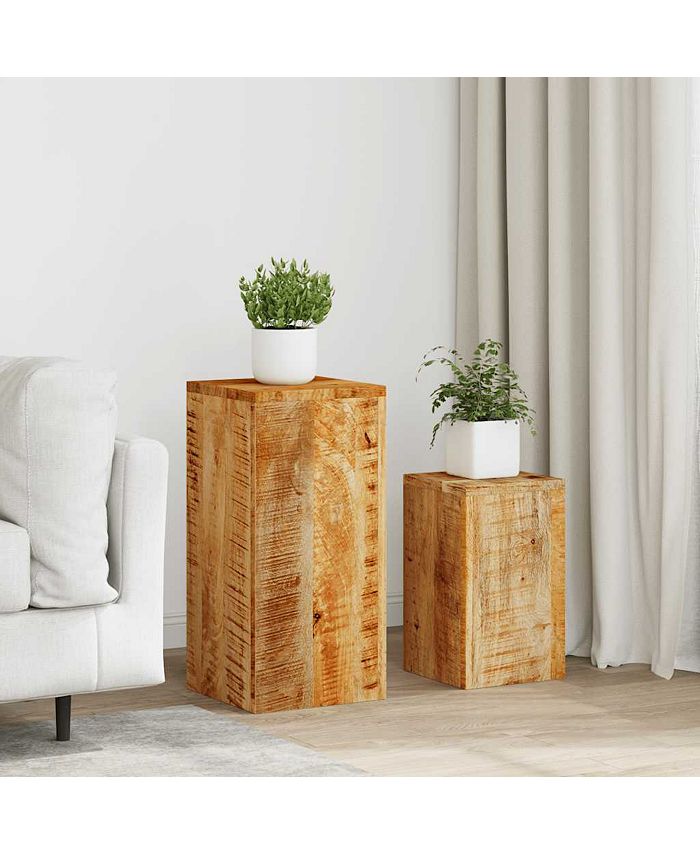 vidaXL Plant Stands 2 pcs Solid Wood Mango - Macy's