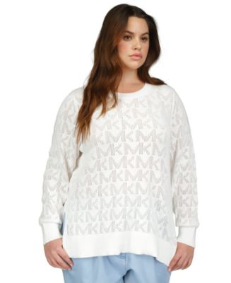 MICHAEL Michael Kors Plus Size Logo Mesh-Stitch Monogrammed Sweater ...