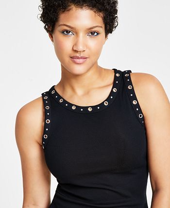 Bar III Women's Ribbed Grommet-Trim Tank Top, Created for Macy's - Macy's
