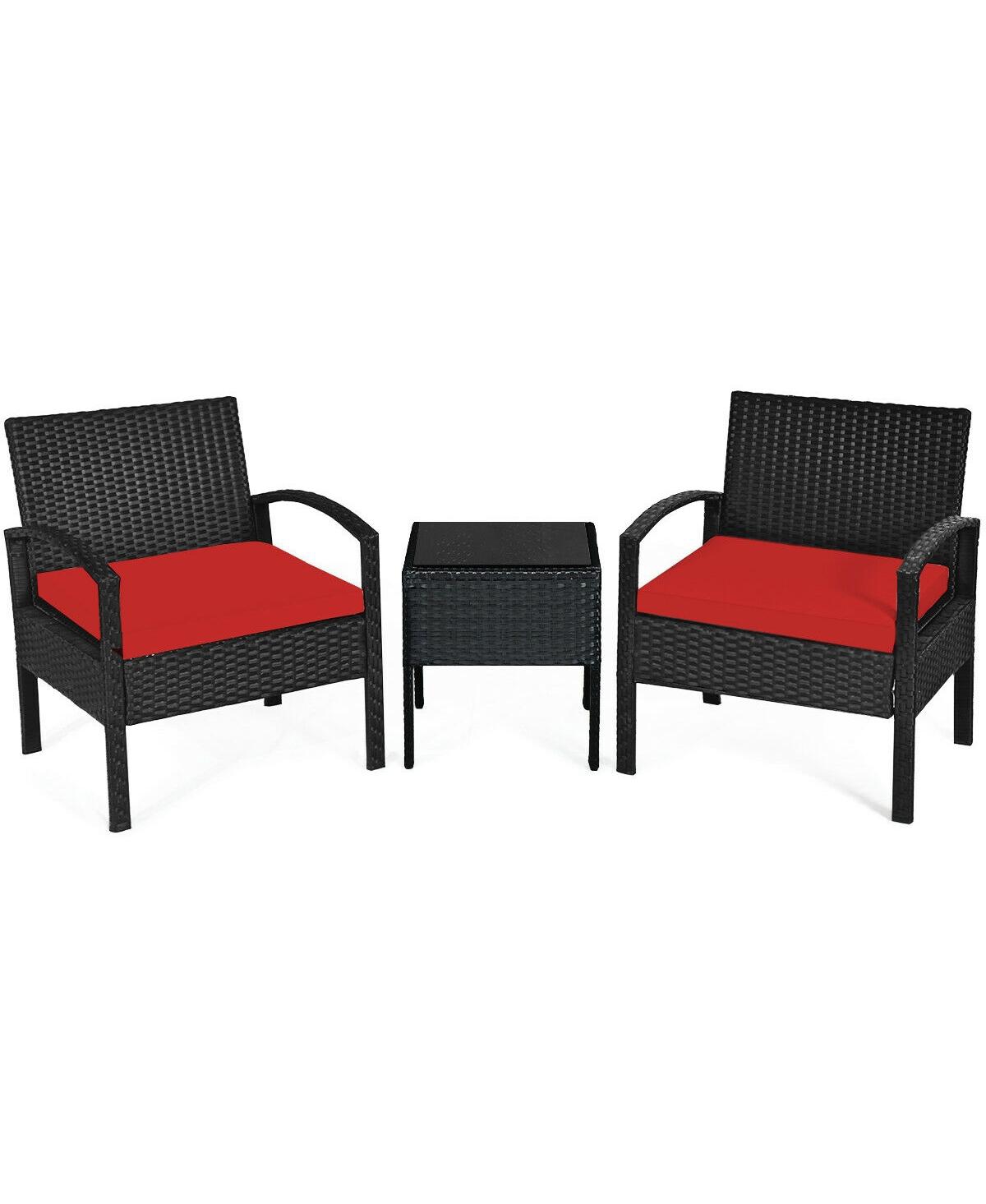 Click here for 3 Pieces Outdoor Rattan Patio Conversation Set wit... prices