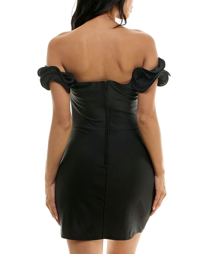 B Darlin Juniors' Ruffled Off-The-Shoulder Bodycon Dress - Macy's