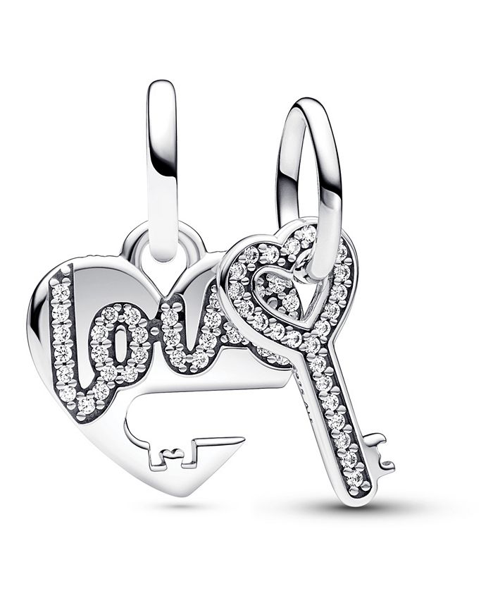 Pandora Sterling Silver Love Heart and Key Splittable Charm - Macy's