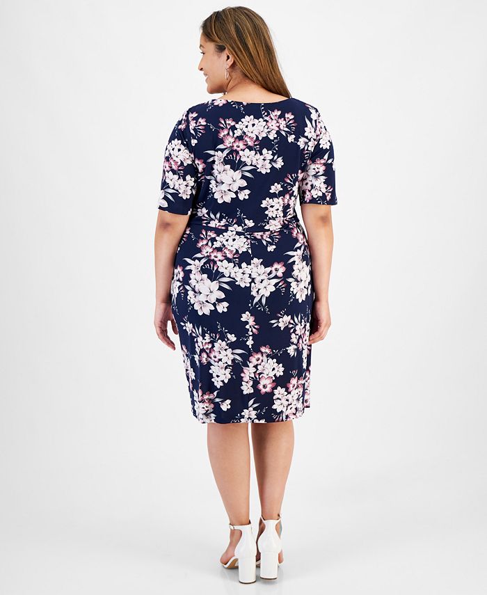 Connected Plus Size Floral Print Faux Wrap Dress Macys
