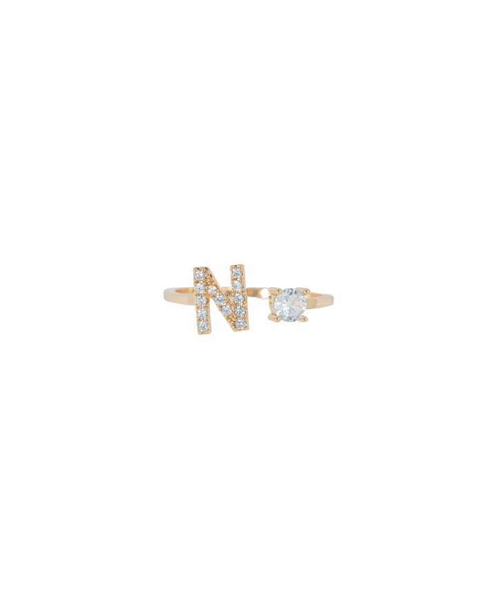 KC Chic Designs Crystal Initial Adjustable Gold-Tone Ring - Macy's