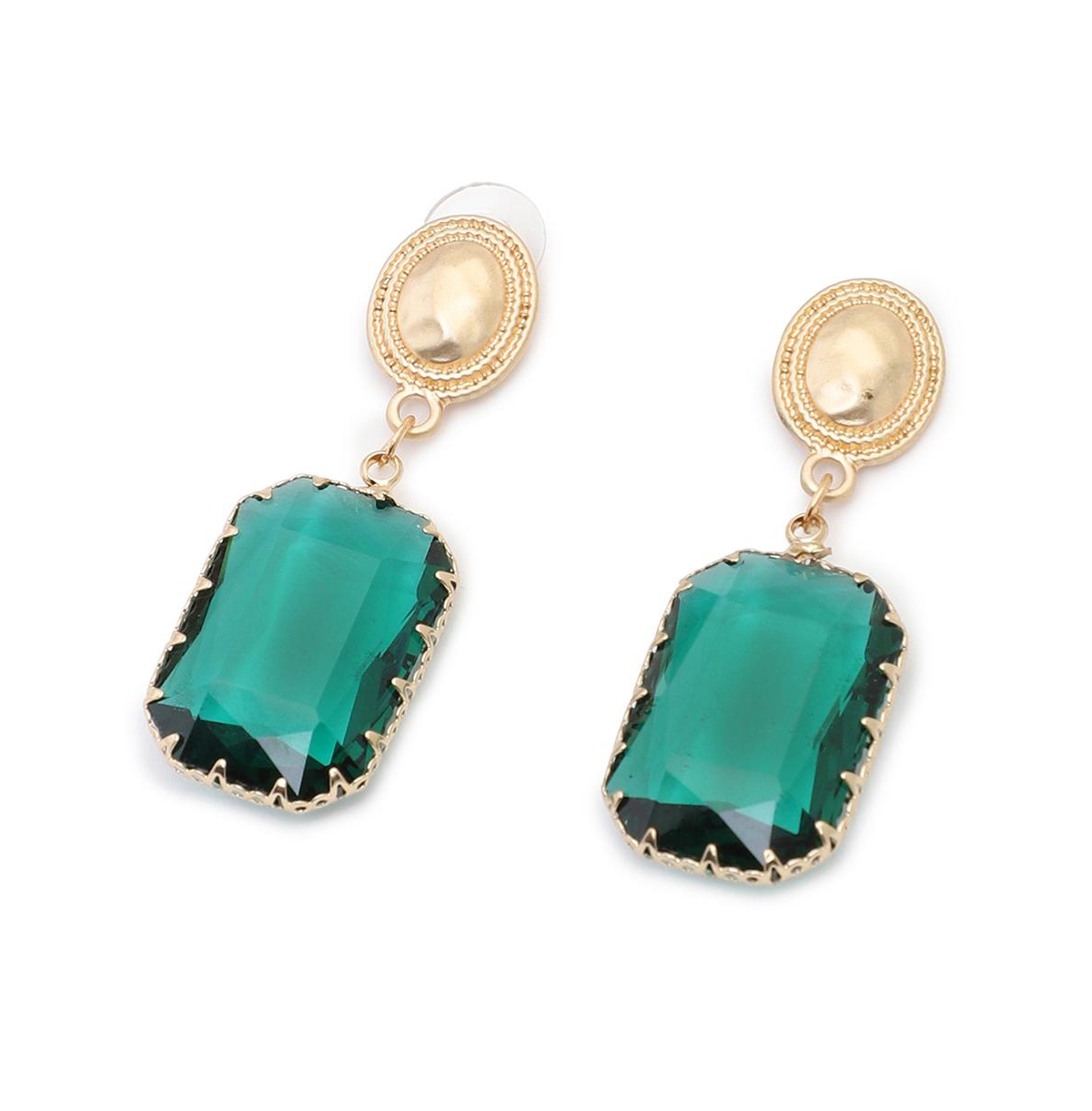 Click here for Sohi Womens Green Stone Drop Earrings - Green prices