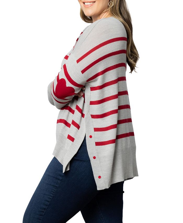 Kiyonna Women's Plus Size Heart on Your Sleeve Crew Neck Sweater - Macy's